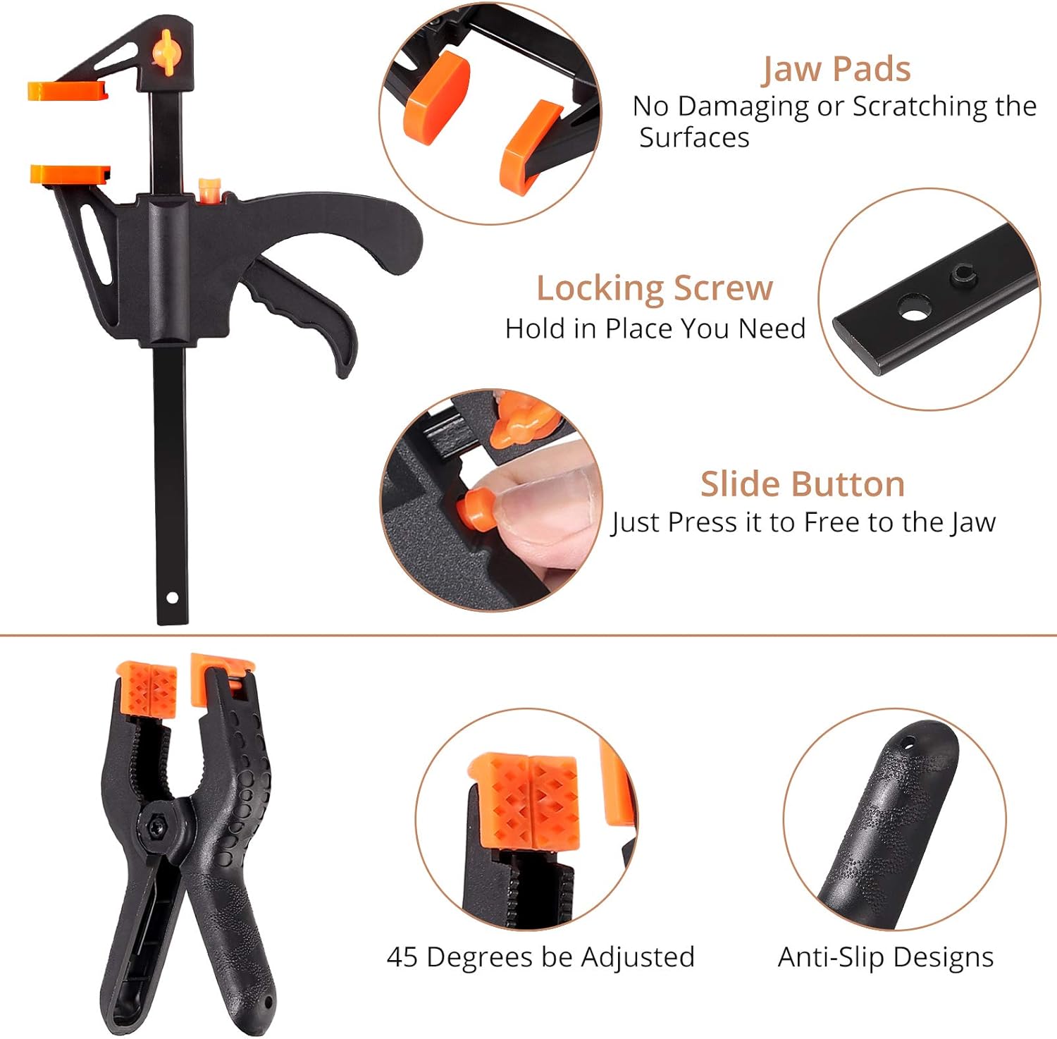 16.5″ Quick Release One-Handed Bar Clamp – Medium-Size Speed Clamp for ...